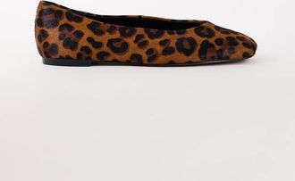 Topshop Duke Ballerina mit spitzer Form in Leopardenoptik aus Echtleder-Braun