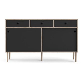 ebuy24 Ebuy24 - Penny Sideboard 2 Schiebet&uuml;ren und 3 Schubladen Hickory-Dekor und matt schwarz