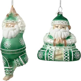 Kaemingk Christbaumschmuck Glas 17cm - Yoga Santa Claus Figur zum Aufh&auml;ngen - 1 St&uuml;ck sortiert - mundgeblasen - Weihnachtsbaum Anh&auml;nger f&uuml;r Weihnachten - Chris
