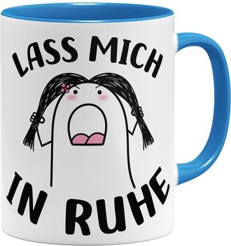 OM3 lustige Kaffee-Tasse mit Spruch - Lass mich in Ruhe! II - Keramik Becher - 11oz 325ml - Beidseitig Bedruckt - Hellblau
