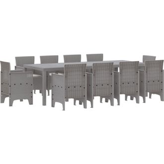 vidaXL Garten Essgruppe 11 pcs Hellgrau Polt Rattan vidaXL