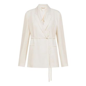 Seventy Giacca con cinturino in viscosa crepe - - Jackets - Damen - Wei&szlig; - 2XL
