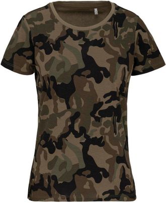 Kariban Print-Shirt Damen-T-Shirt Camo mit kurzen Ärmeln