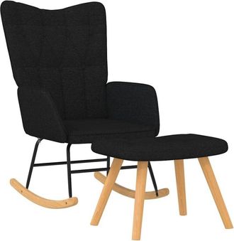 Les Tendances Les Tendances - Schaukelsessel mit Hocker Schwarz Stoff vidaXL