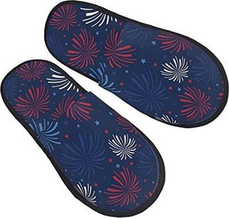 Generic Feux DArtifice Color&eacute;s Pour La F&ecirc;te De LInd&eacute;pendance Unisexe Slippers Antid&eacute;rapantes Chaussons Chaud Chaussures De Maison Pour Automne Ext&eacute;rieur Int&eacute;r