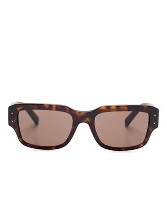 Dolce & Gabbana Eyewear lunettes de soleil à plaque logo - Marron