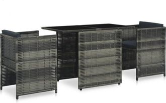 vidaXL vidaXL 3-tlg. Bistro-Set mit Auflagen Poly Rattan Grau