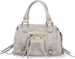 Gave Lux Sac à bandoulière pour femme en daim véritable. Produit artisanal. Fabriqué en Italie GLX220609123FBG Cuir Clair 25 x 15 x 10 cm, gris, Taille unique
