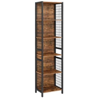 Vasagle Biblioth&egrave;que, &Eacute;tag&egrave;re &agrave; 6 Niveaux, Meuble de Rangement, 30 x 40 x 175,6 cm, avec 4 Crochets en S, pour Bureau, Salon, Cadre en Acier, Marron Rustique