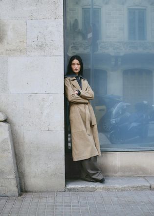 Mango Trench 100 % daim ceinture marron moyen - Femme - XS - MANGO