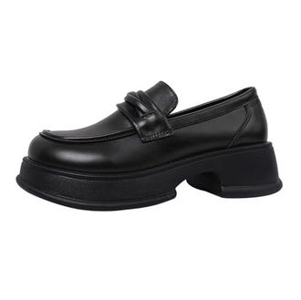 Generic Mocassins Femme Plateforme Chunky Bout Rond Chaussures De Marche &agrave; Talon &Eacute;pais Chaussures Mocassins Loafers en Cuir PU R&eacute;tro L&eacute;g&egrave;res Confortable Tenda