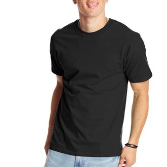 Hanes Beefyt Herren-T-Shirt, schwere Baumwolle, Rundhalsausschnitt, 1er- oder 2er-Pack, erhältlich in großen Größen, modische T-Shirts, Schwarz, 1er-Pack, G