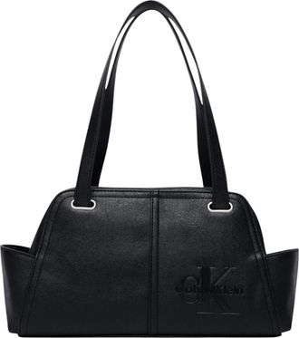 Calvin Klein Sac port&eacute; &eacute;paule &agrave; monogramme emboss&eacute; - Femme - Sacs - Noir - Taille: ONE Size
