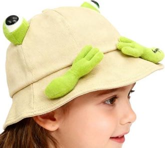 Generico Casquette de chapeau de grenouille : design de p&ecirc;cheur &agrave; large bord, mignon, chaud et amusant, mat&eacute;riau en peluche doux, ajustement r&eacute;glable | pour la