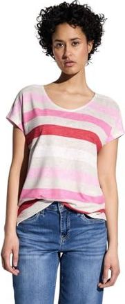 Street One A322702 T-Shirt à Rayures, Glory Red, 48 Femmes