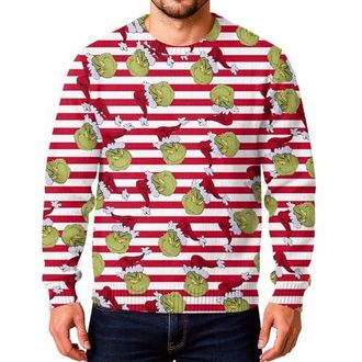 Generic Le Grinch Pull De Noel Homme The Enfant Pulls Vetement 2025 Sweats Famille col Rond Femme Drole Ugly Moche Sweater zippé Pyjama Adulte Sweat Sweatshir