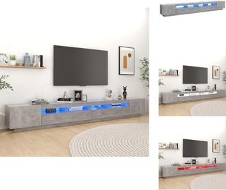 vidaXL TV-Schrank mit LED-Leuchten Betongrau 300x35x40 cm - tv Schrank - Holzwerkstoff Möbel - led Beleuchtung - Wohnzimmer Dekoration - Moderner tv Stand