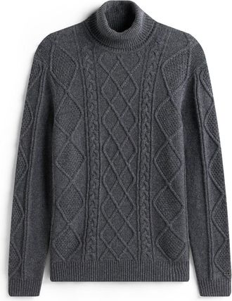 Tommy Hilfiger Rollkragenpullover mit Zopfmuster und Kaschmiranteil in