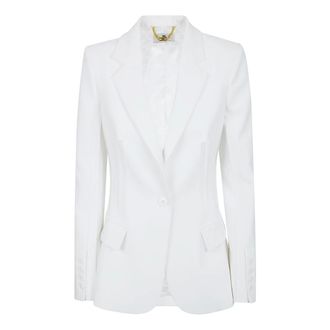 Elisabetta Franchi Femme, Vestes, Blanc, Taille: 34 FR Veste Crois&eacute;e en Cr&ecirc;pe Stretch