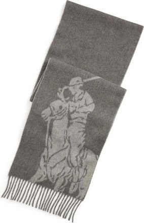 Polo Ralph Lauren Homme, Accessoires, Gris, Taille: ONE Size &Eacute;charpe en laine &agrave; franges graphique Player