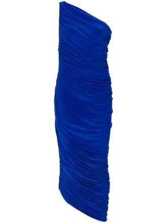 Norma Kamali robe longue Diana &agrave; fronces - Bleu