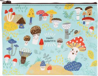 Blue Q Rei&szlig;verschlussbeutel, s&uuml;&szlig;e Lil Mushrooms Grober, stabiler Rei&szlig;verschluss, leicht zu reinigen, aus 95 % recyceltem Material. Ideal f&uuml;r die Organisation