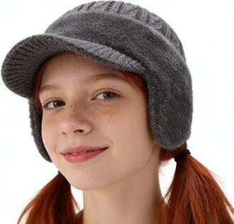 Generico Chapeau en tricot avec bord | Bonnet en tricot doux chaud et respirant, bonnet dhiver pour femme, pour f&ecirc;te, ann&eacute;e, quotidien, int&eacute;rieur, ext&eacute;rieur, T