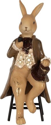 Clayre & Eef Figur Kaninchen 20 cm Braun Polyresin Osterdekoration