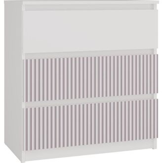 Topeshop Topeshop - aster T3 - Commode chambre/bureau pour enfant - 70x40x77 - 3 tiroirs - Meuble de rangement moderne - Blanc et rose