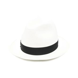 Borsalino Femme, Accessoires, Blanc, Taille: S Ribbon Detail Straw Hat