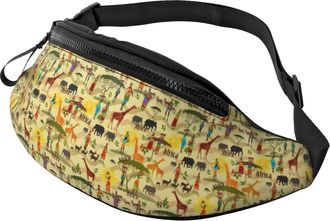 Generic Brustbeutel Verstellbarer Bauchtasche Elefant Giraffe Tier Stylisch Handytasche Tasche F&uuml;r Wandern Fitness Camping 14X35Cm