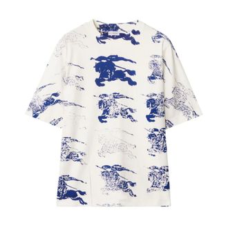 Burberry Femme, Tops, Blanc, Taille: 38 FR T-shirt Equestrian d&eacute;contract&eacute; pour femmes