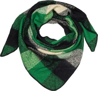 styleBREAKER Damen XXL Web Dreieck Schal mit buntem Karo Muster, Dreiecktuch Kariert, Winter Schal warm weich, Tuch 01020050, Farbe:Gr&uuml;n-Schwarz-Creme