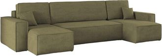 KAISER Ecksofa mit schlaffunktion und bettkasten, Sofa U-form, Couch U-form best Cord Olive