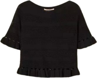 Twinset Femme, Pulls, Noir, Taille: 42 FR Pull avec volants