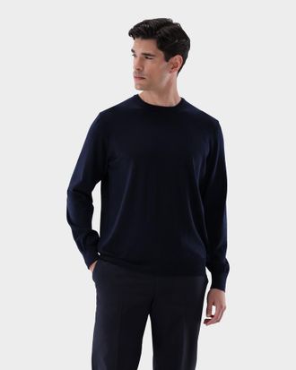 van Laack Rundhalspullover aus merzerisierter Merinowolle