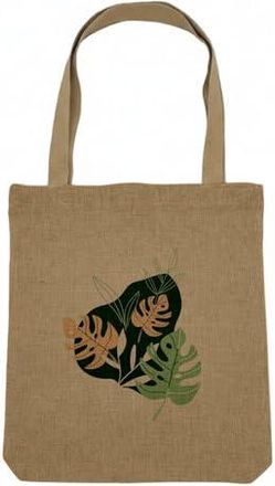 Fabulous Sac Shopping Tote Bag Aspect Lin - Feuilles Minimaliste Tropical Exotique Jungle - Sac de Courses Toile Epaisse 360g Beige Naturel Cabas Port&eacute; Epaule 