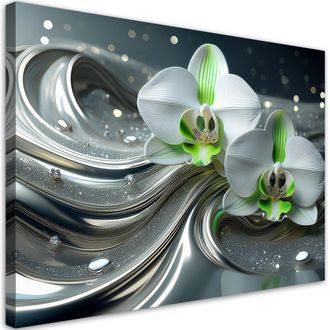 Feeby Leinwand Bilder - Orchidee Blume Abstraktion - Vlies 60x40 cm - Deko Wohnzimmer - Wandbilder Schlafzimmer - Deko Aesthetic - Wand Deko - Leinwand Groß