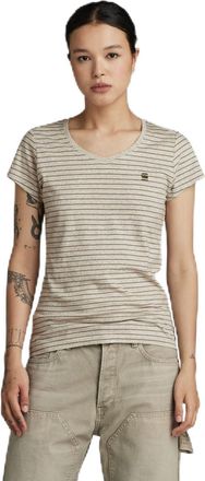 G-Star G-Star RAW Damen Eyben Slim V-Neck Top 2.0, Mehrfarben (Milk Htr/Shamrock Stripe D24533-D244-G427), XS