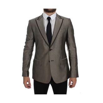 Dolce & Gabbana Brauner Seiden-Slim-Fit-Blazer - - Jackets - Herren - Braun - XS
