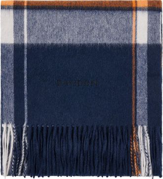 Davidoff ESSENTIALS Herren Schal Marineblau/Orange - sportlicher Schal aus 100% Wolle - wärmender Wollschal in modernen Blockfarben