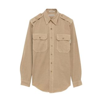 Roy Rogers Femme, Blouses et Chemises, Beige, Taille: 36 FR Chemise militaire R.r.eva Herzigova Gabardine