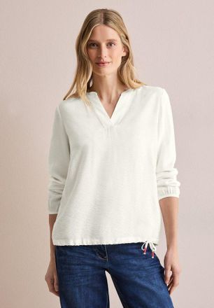 Cecil Langarmbluse mit geschlitztem Rundhalsausschnitt
