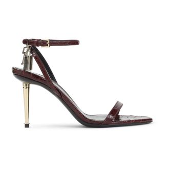 Tom Ford Femme, Chaussures, Rouge, Taille: 36 EU Sandales Python Imprim&eacute; Semi-Brillant