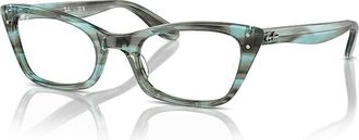 Ray-Ban Lady Burbank Optics Grün Gestreift Fassung Klar Glas Polarisiert 49-20