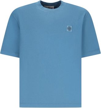Stone Island Homme, Tops, Bleu, Taille: L T-shirt en jersey de coton peigné