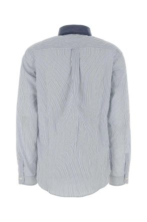 Miu Miu Womens Embroidered Poplin Shirt Blubianco Exterior: Coton Camicie