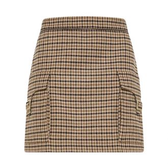 Seventy Femme, Jupes, Beige, Taille: 40 FR Jupe Courte &agrave; Carreaux