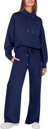 Generic Surv&ecirc;tement pour femme - Grande taille - Chemise &agrave; manches longues - Pantalon large assorti - Tenue de vacances 2 pi&egrave;ces - Surv&ecirc;tement pour femme - En