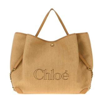Chlo&eacute; Sac cabas grand mod&egrave;le Clover en lin et coton - unisex - Sacs - Beige - Taille: ONE Size